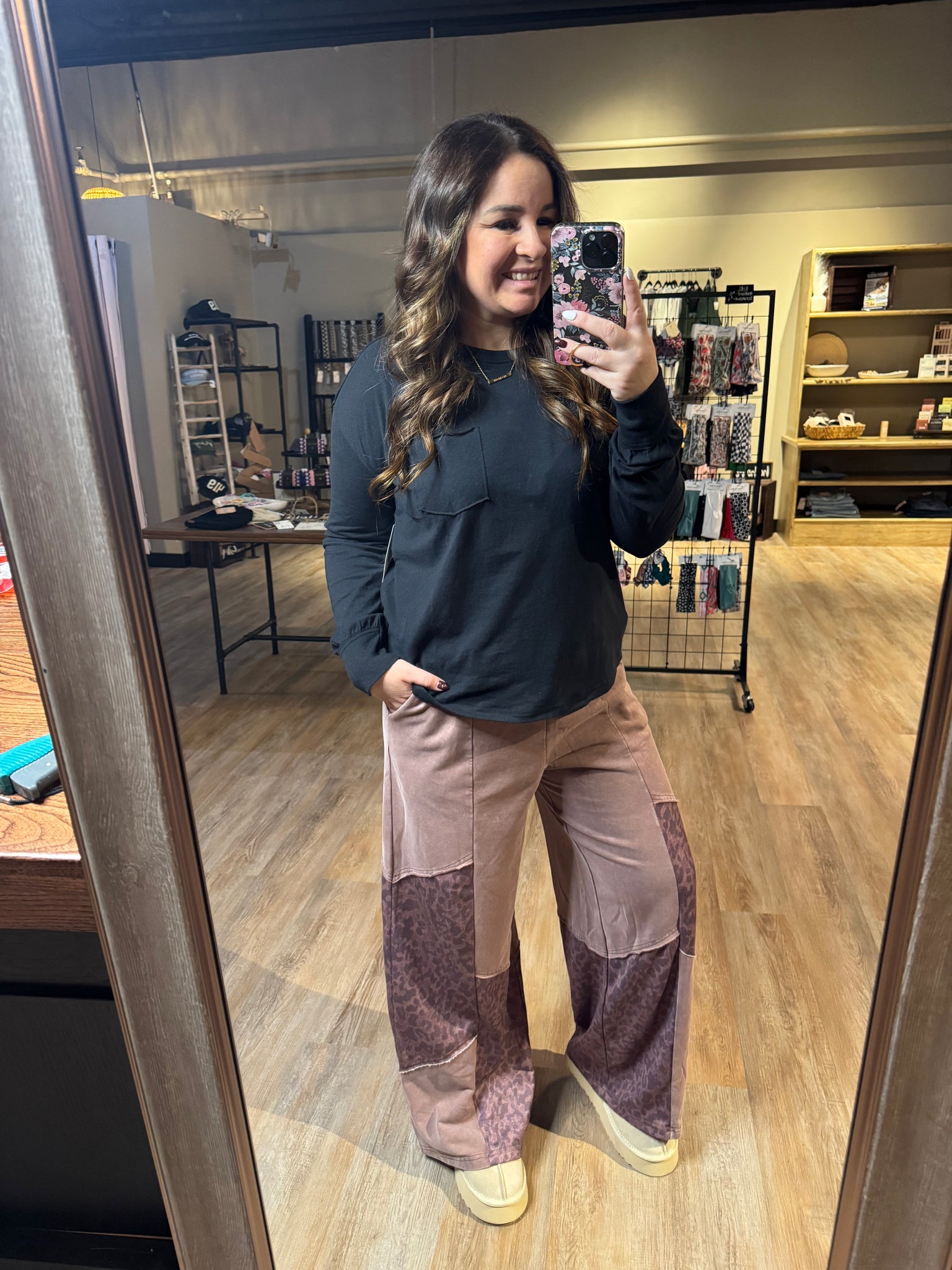 COFFEE MINERAL WASH LEOPARD PATCHWORK PANTS – Bella Rae Boutique